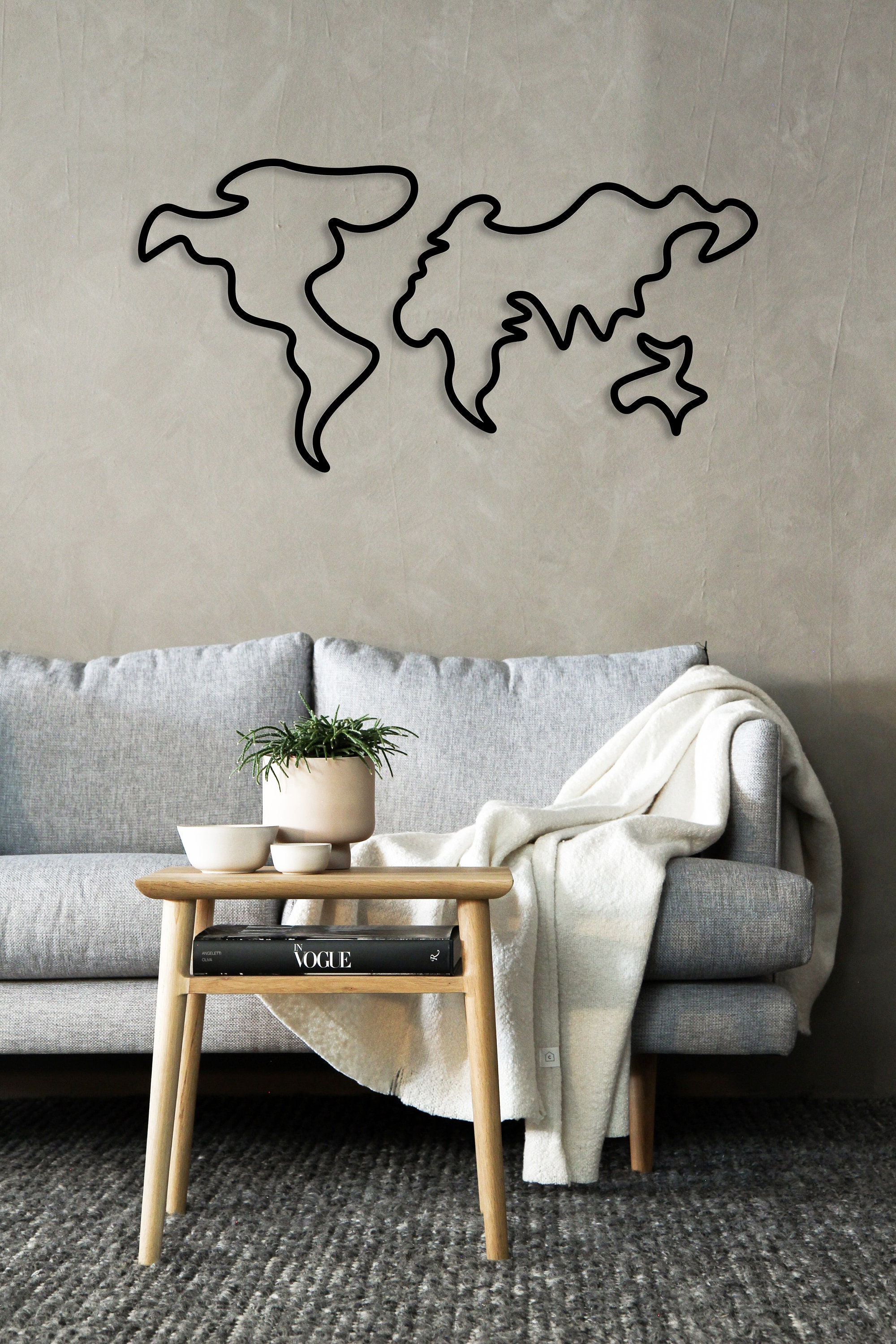 Abstract Metal World Map Wall Art: Matte Black Steel - Etsy