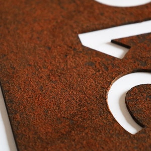 Custom Corten Steel Signs - Rusted Steel Signboard - Corten Address ...