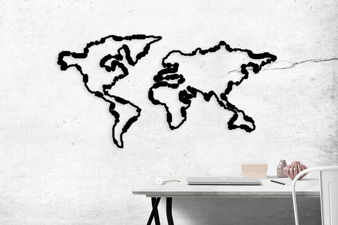 Metal Wall Art World Map Metal Wall Decor Iron World Map - Etsy