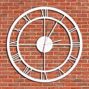 White Metal Wall Clock, Rome Style Clock, Industrial Clock, Unique Wall ...