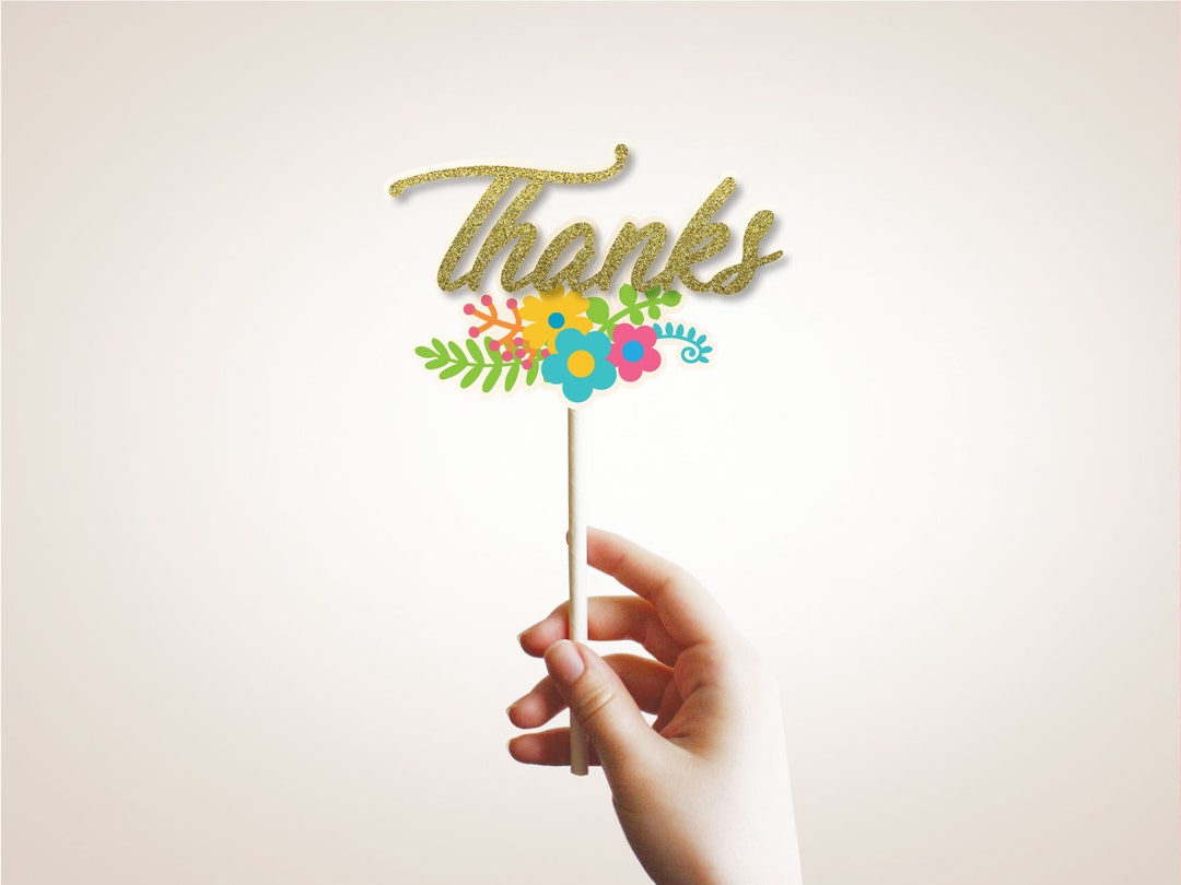 Thanks Cake Topper, Thank You Cake Topper, Custom Cake Topper, Glitter ...