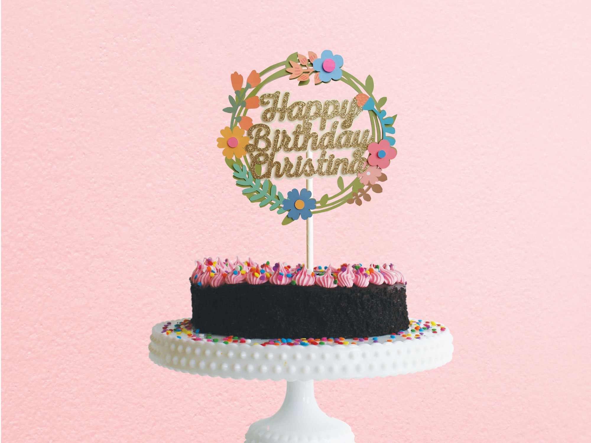 CAKE TOPPER - Happy Birthday Cake Topper, Heart, Birthday Cake Topper ...