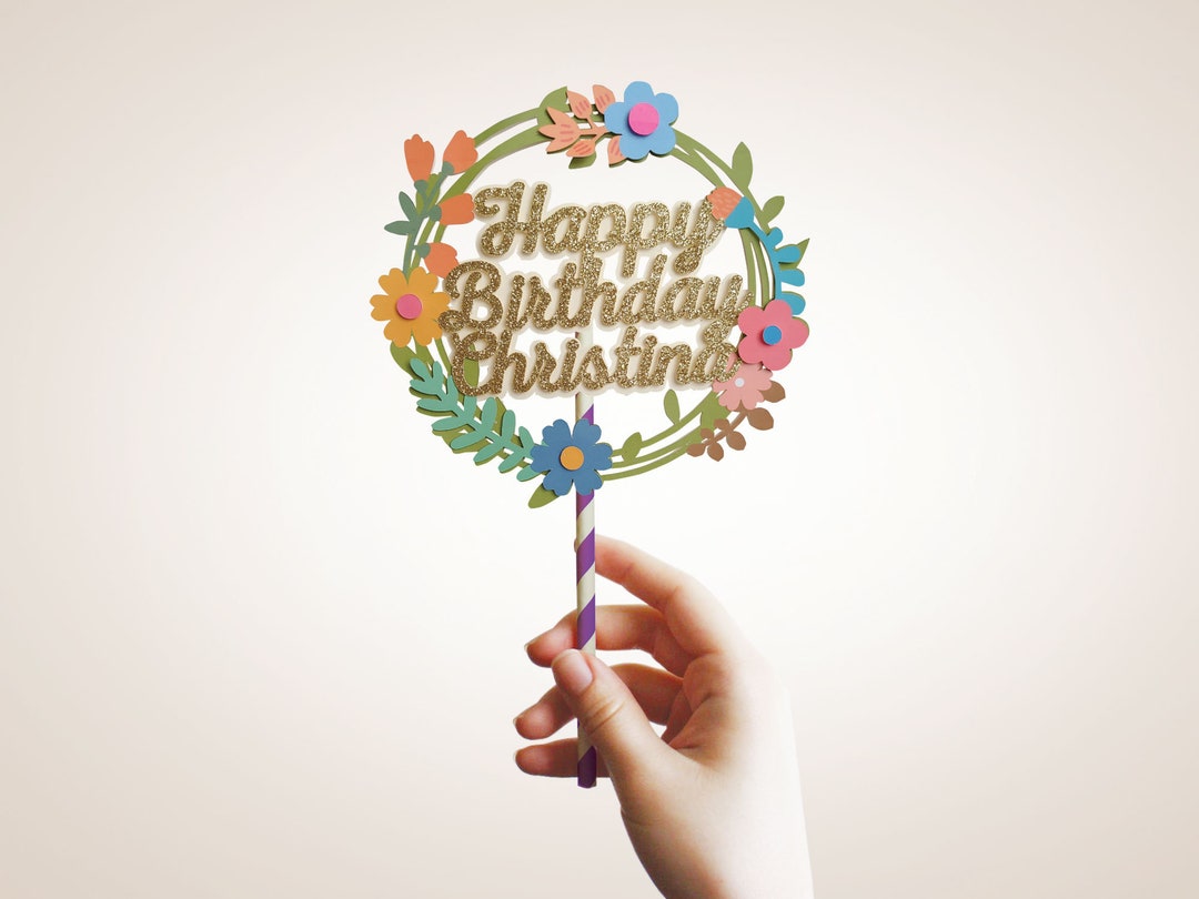 CAKE TOPPER - Happy Birthday Cake Topper, Heart, Birthday Cake Topper ...