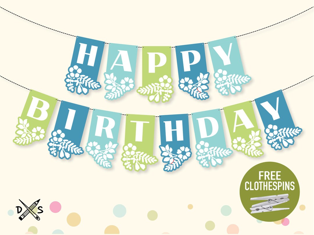 BANNER - Happy Birthday Bunting, Wall Decor, Birthday Banner, Birthday ...
