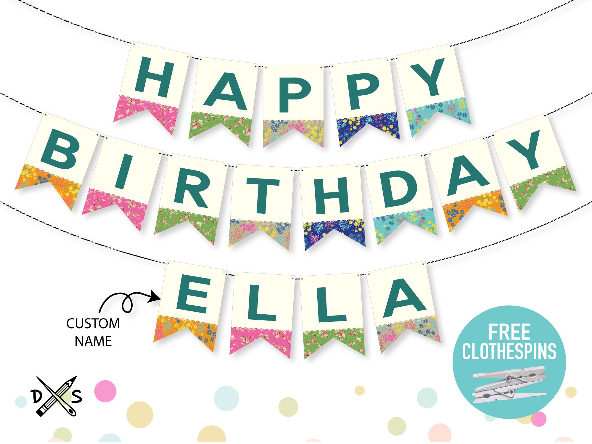 BANNER - Happy Birthday Bunting, Wall Decor, Birthday Banner, Birthday ...