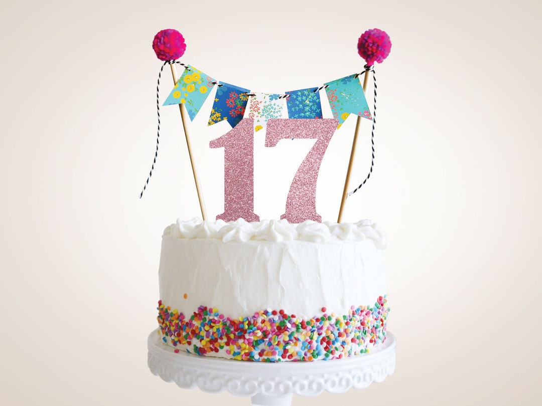 CAKE TOPPER - Pom Pom Flag Pole Topper, Red, Birthday Cake Topper ...