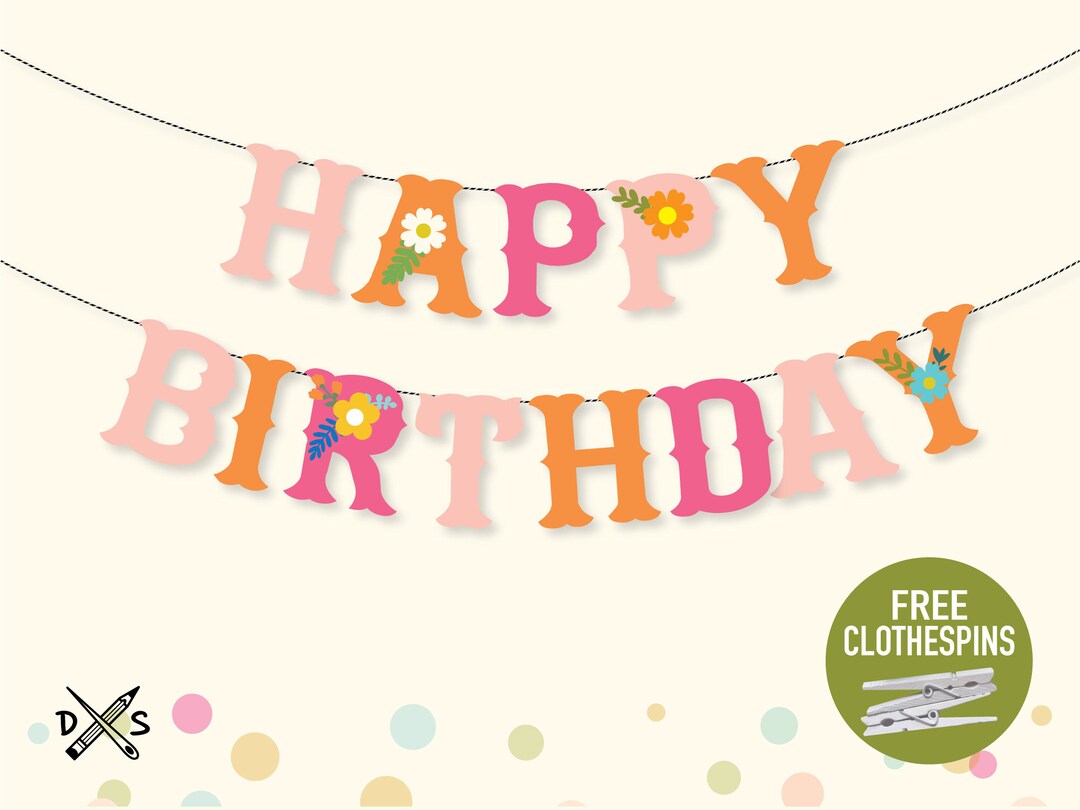 BANNER - Happy Birthday Bunting, Wall Decor, Birthday Banner, Birthday ...