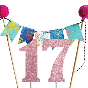 CAKE TOPPER - Pom Pom Flag Pole Topper, Red, Birthday Cake Topper ...