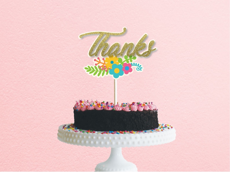 Thanks Cake Topper, Thank You Cake Topper, Custom Cake Topper, Glitter ...