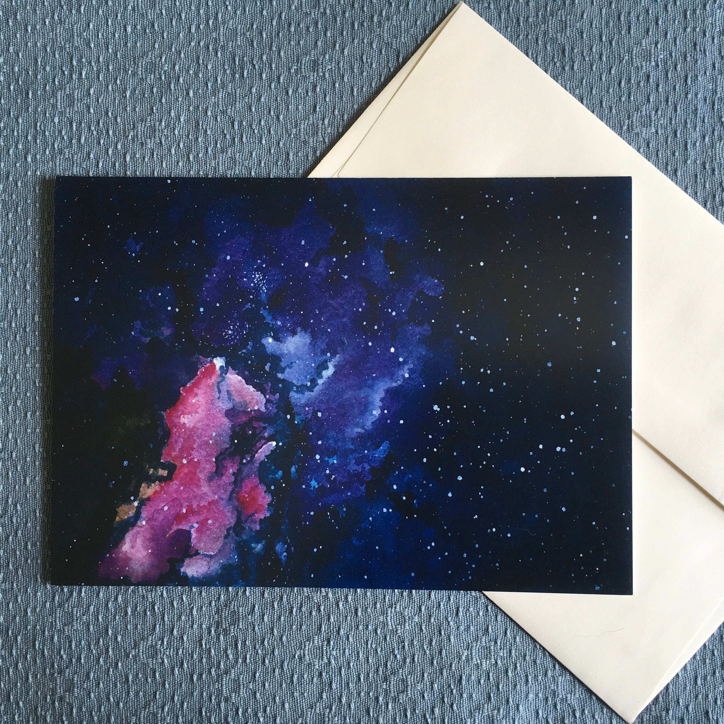 PURPLE GALAXY All Occasions Greeting Card Purple Pink Nebula Galaxy ...