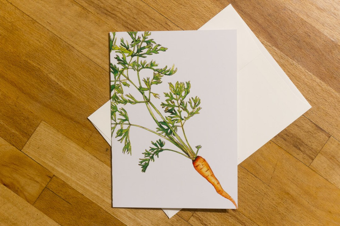 Carrot Greeting Card 5x7 Blank Greeting Card, Botanical Print, Thank ...