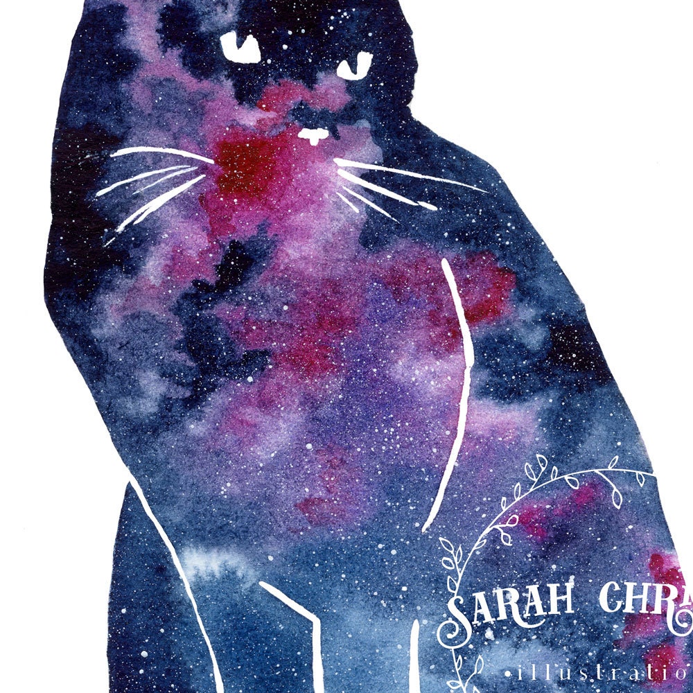 Galacticat Galaxy Space Cat 8x10 Kitchen Decor Nursery Print - Etsy