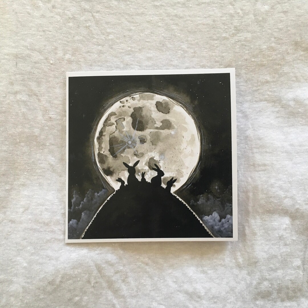Moonwatching Rabbits Greeting Card Otsukimi Bunnies - Etsy