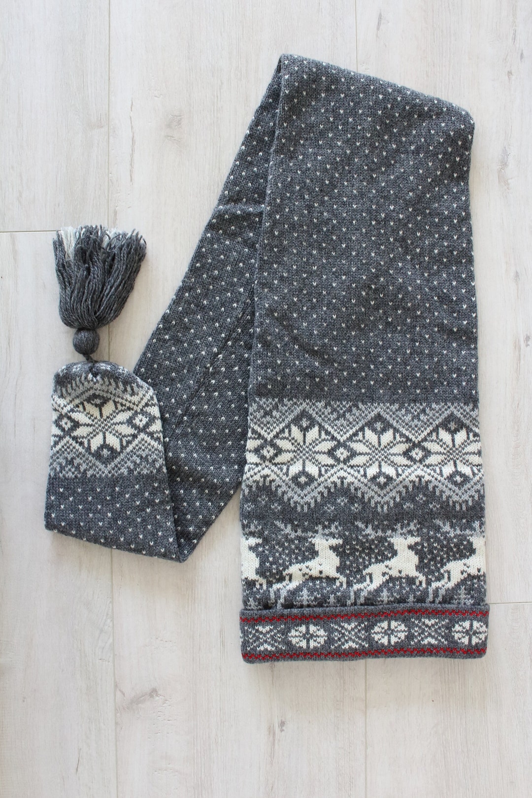 Super Long Stocking Cap With Deer Pattern and Long Tail for - Etsy