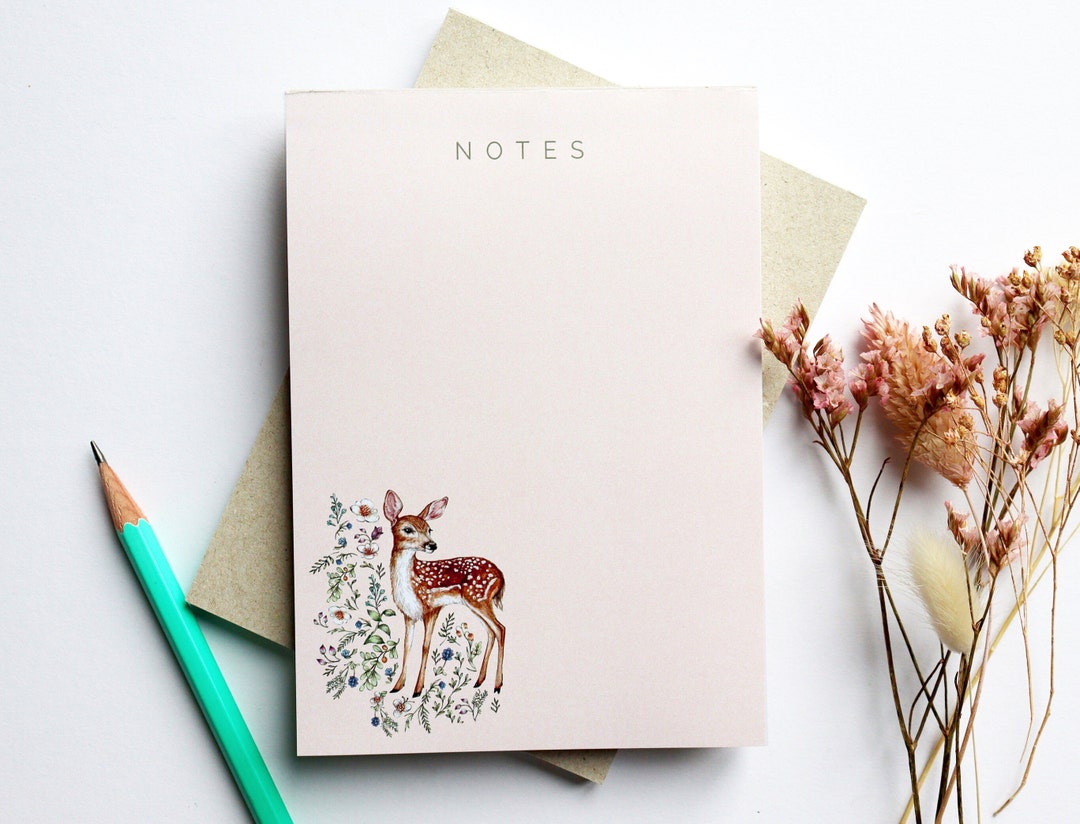Woodland Fawn A6 Notepad, Floral Deer To-do List, Watercolour Illustrated Stationery Gift - Etsy ...