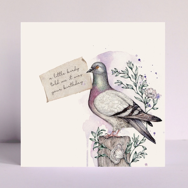 Pigeon Birthday Card - Etsy