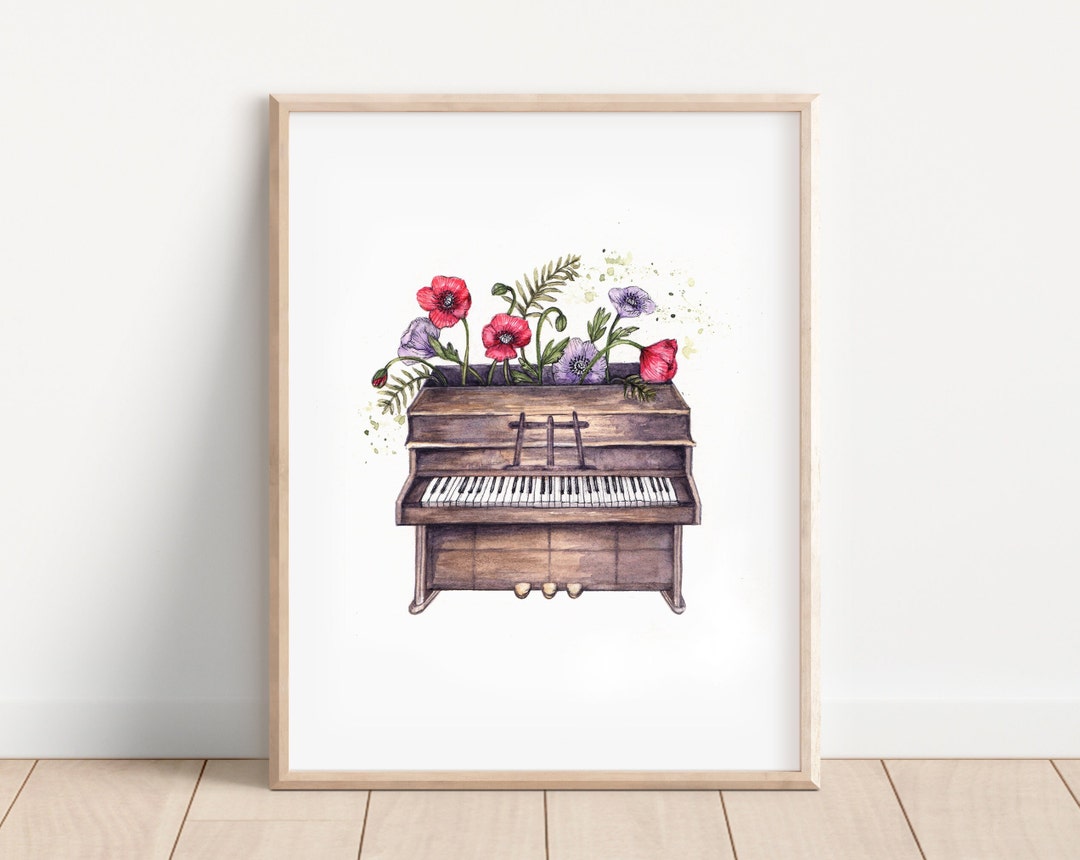 Watercolour Piano Print, Floral Notes, Wild Poppies Flowers ...