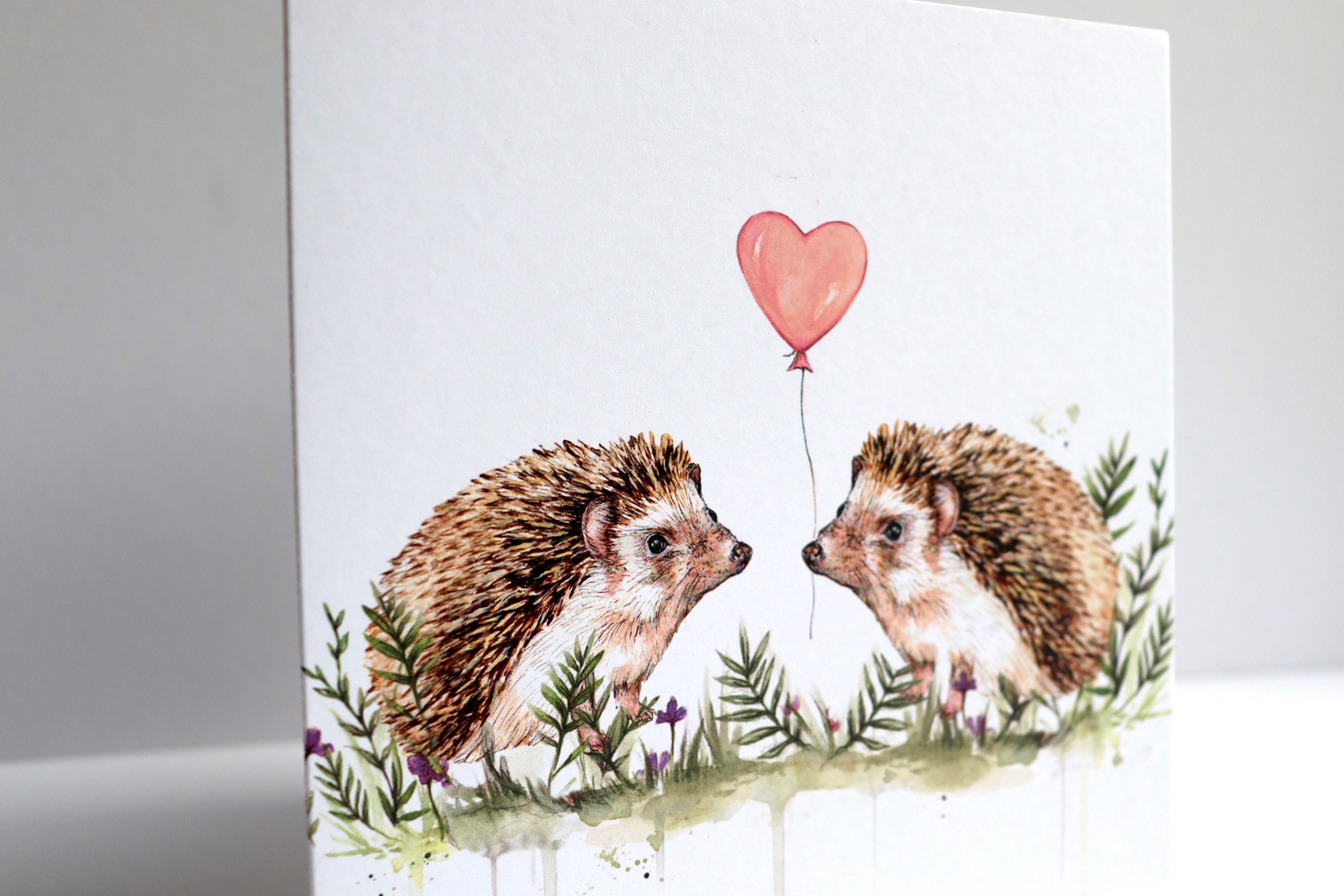 Hedgehogs Greetings Card Watercolour Hedgehog Couple Wedding - Etsy
