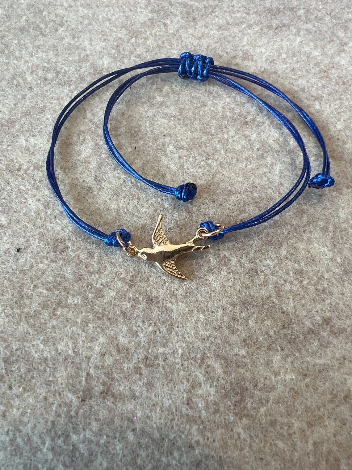 Dark Blue Pull String Bracelet With a Charm - Etsy