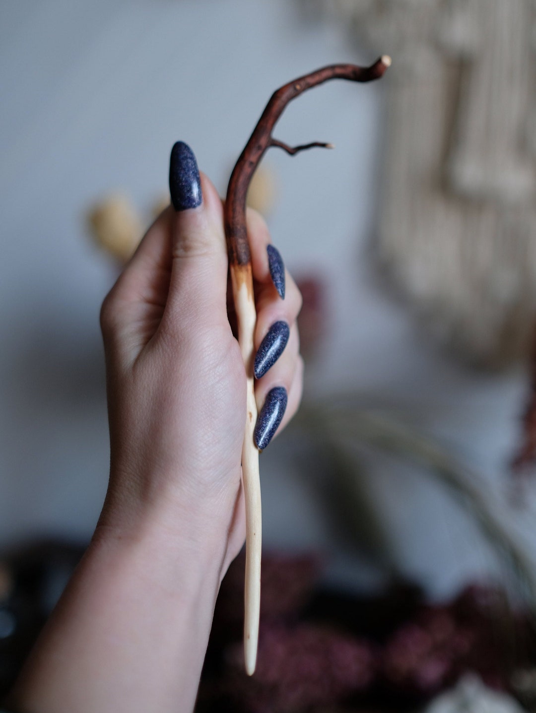 Handmade Natural Wood Hair Stick: Witchcraft Hair Pin - Etsy