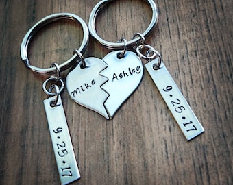 Split Heart Keychain | Etsy