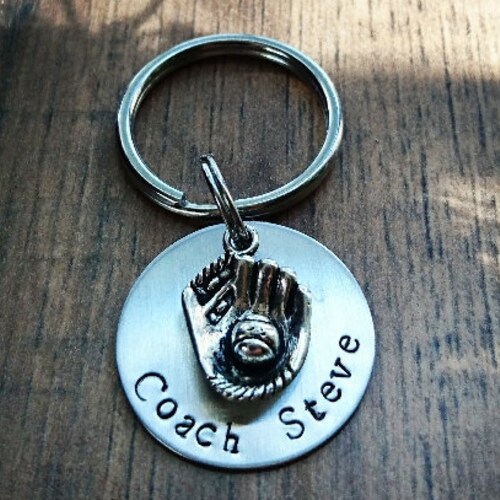 Hand Stamped Personalized Baseball Coach Keychain Coach - Etsy