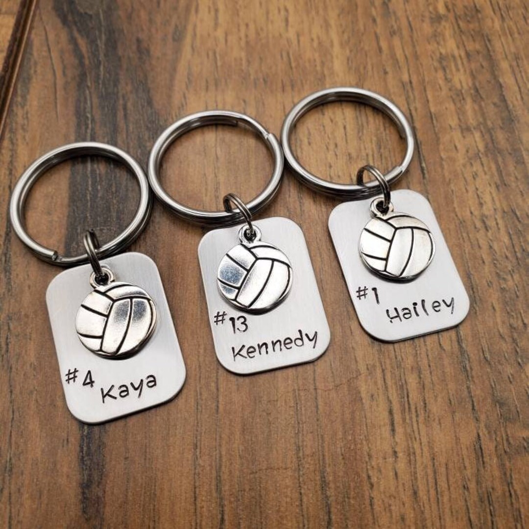 Hand Stamped Personalized Volleyball Gift for Boys, Volleyball Keychain ...