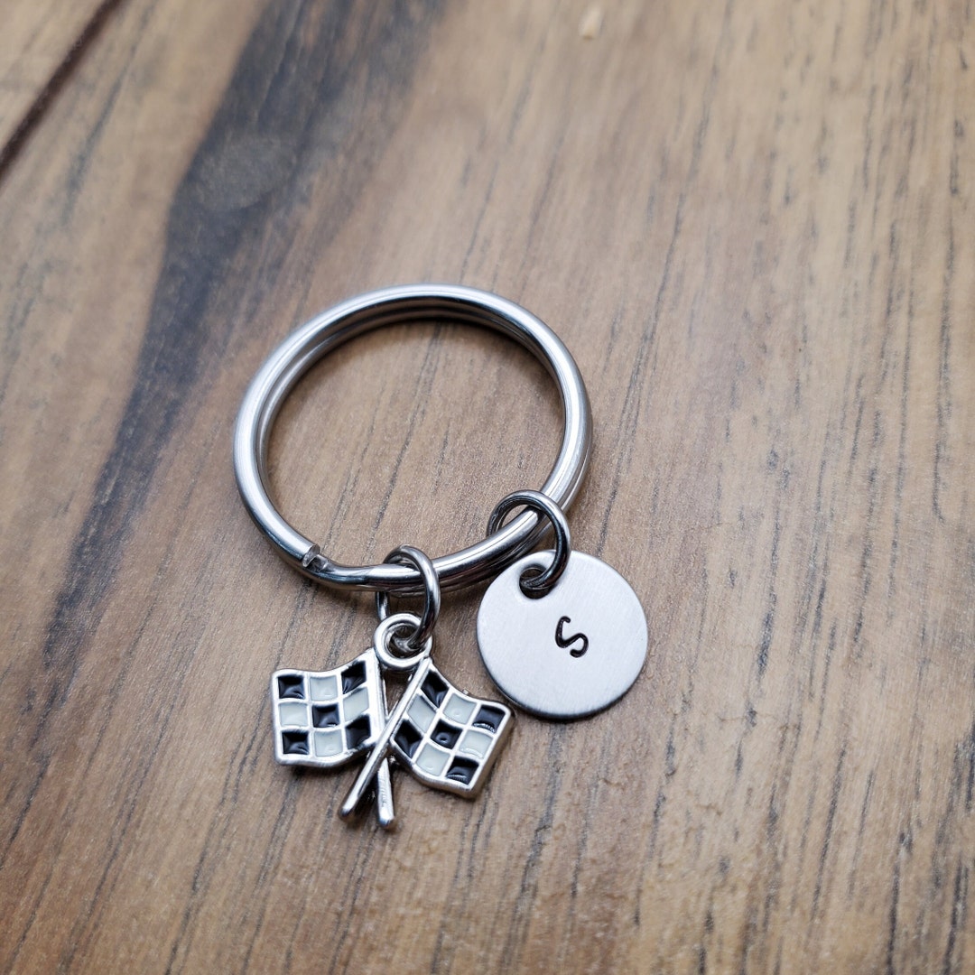 Racing Flag Keychain, Checkered Flag Gift, Personalized Racing Key Ring ...