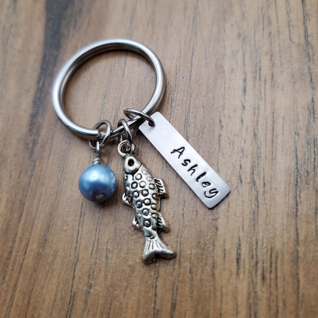 Fish Keychain, Fishing Gift, Personalized Fish Key Ring - Etsy
