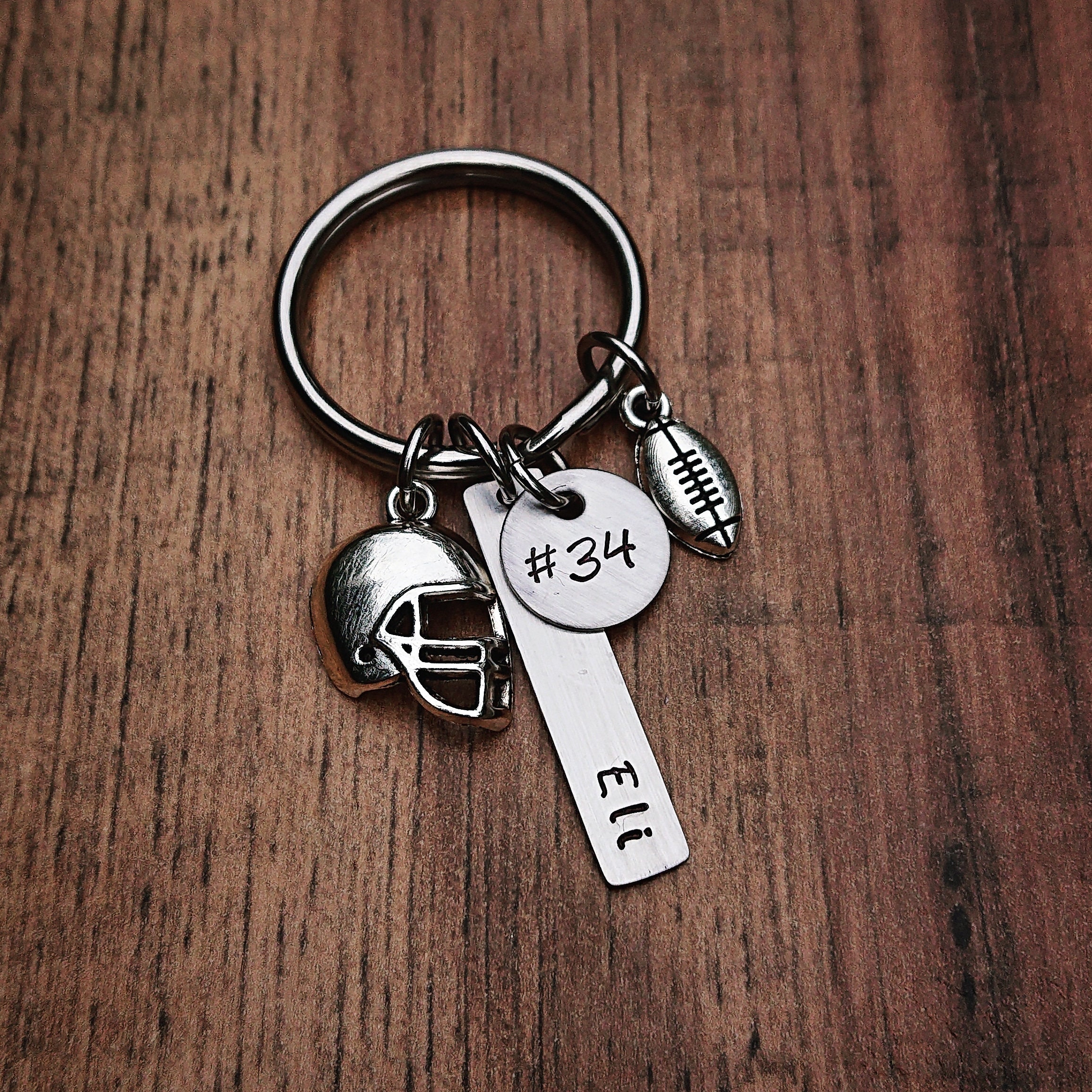Hand Stamped Football Keychain Football Team Gift Football - Etsy