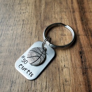 Hand Stamped Personalized Basketball Keychain Basketball Team Gift Boys ...
