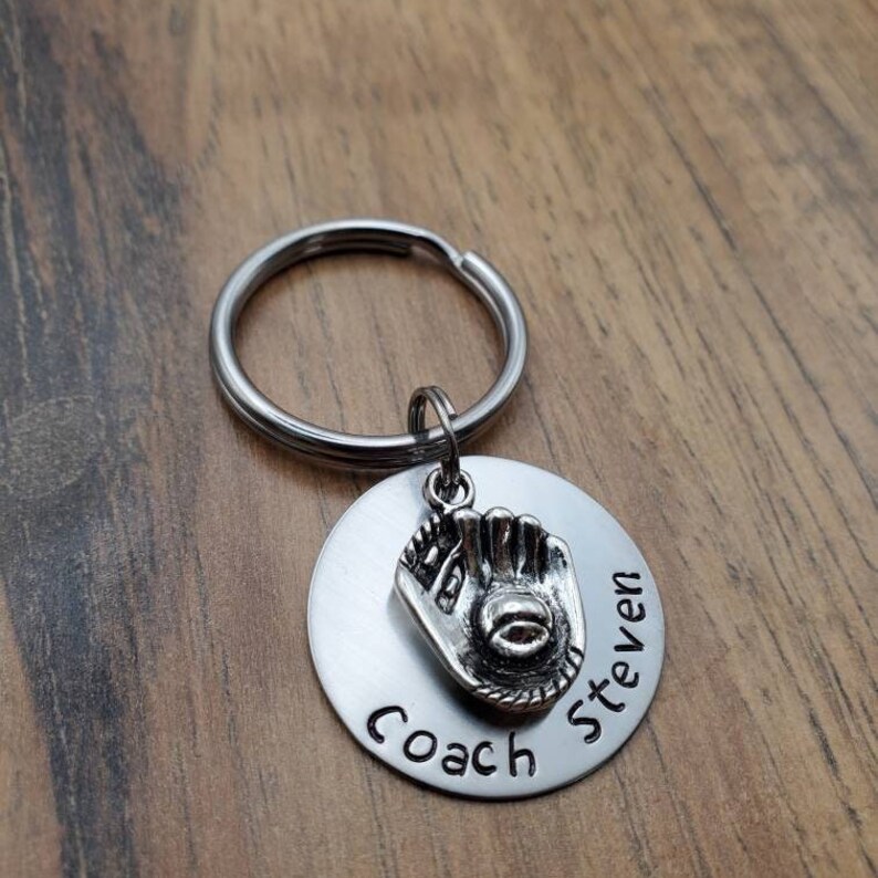 Hand Stamped Personalized Baseball Coach Keychain Coach - Etsy