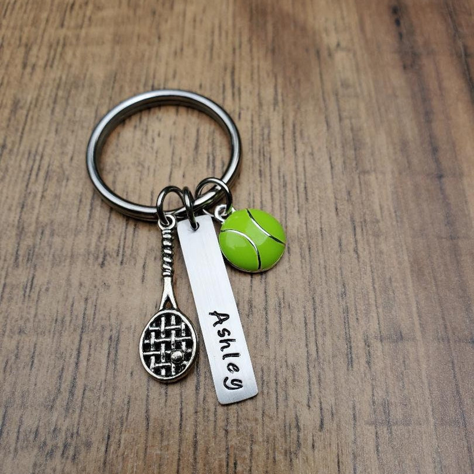 Hand Stamped Personalized Tennis Keychain Tennis Gifts - Etsy