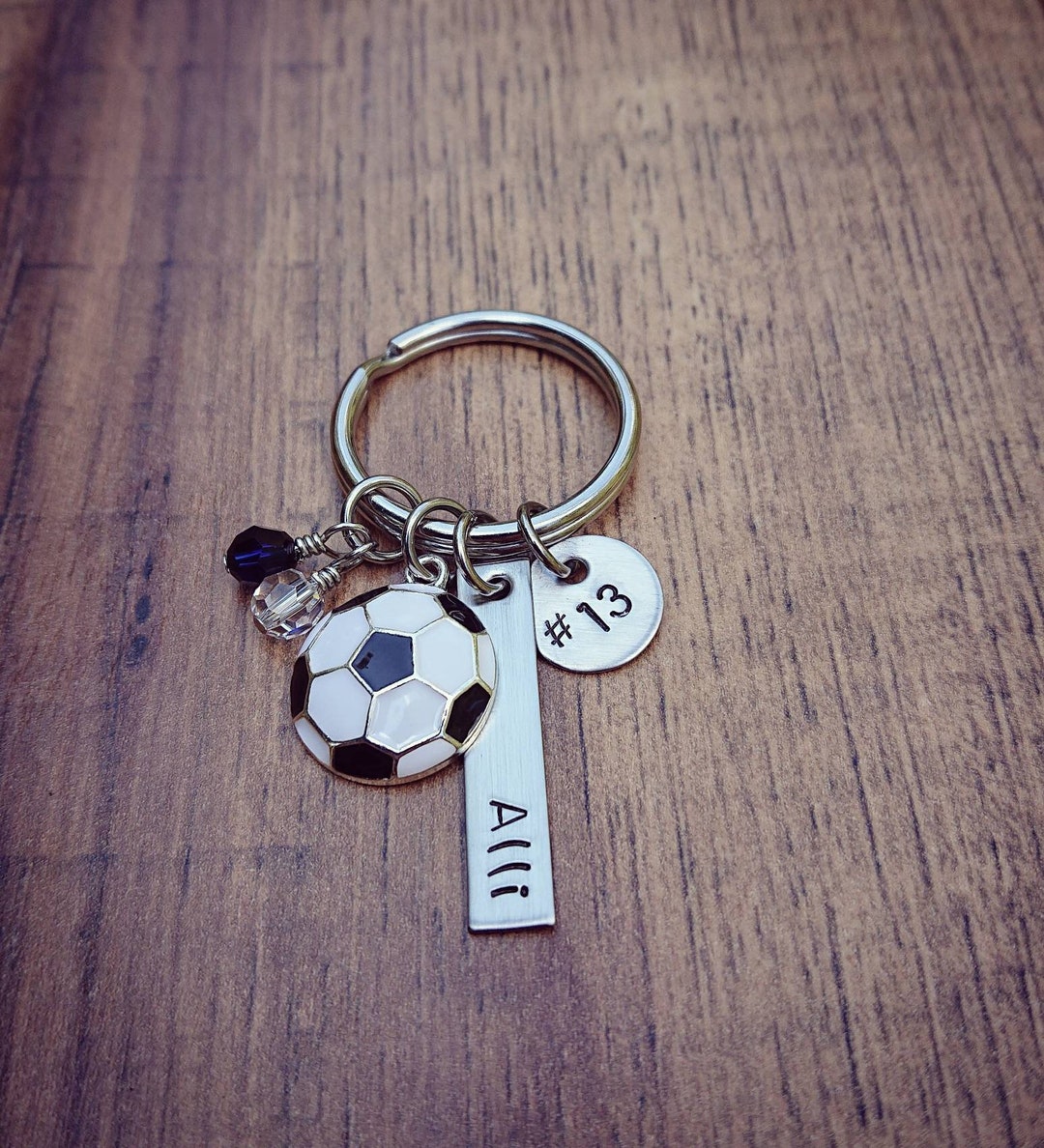 Hand Stamped Personalized Soccer Keychain Soccer Team Gift Soccer Gifts ...