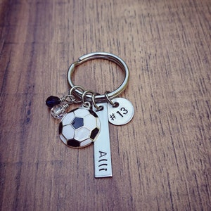 Hand Stamped Personalized Soccer Keychain - Soccer Team Gift - Soccer ...