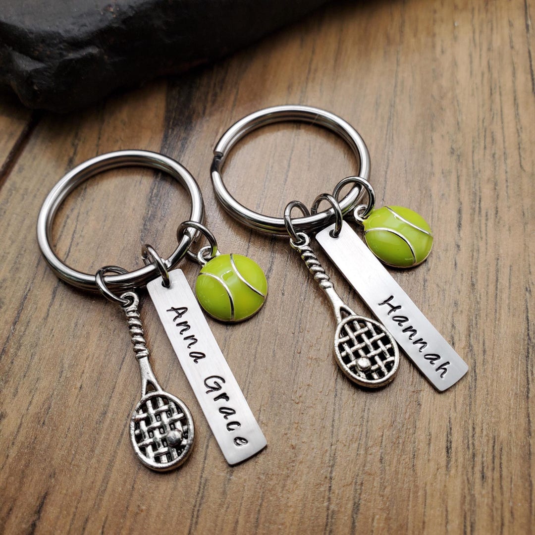 Hand Stamped Personalized Tennis Keychain - Tennis Gifts - Tennis Team ...
