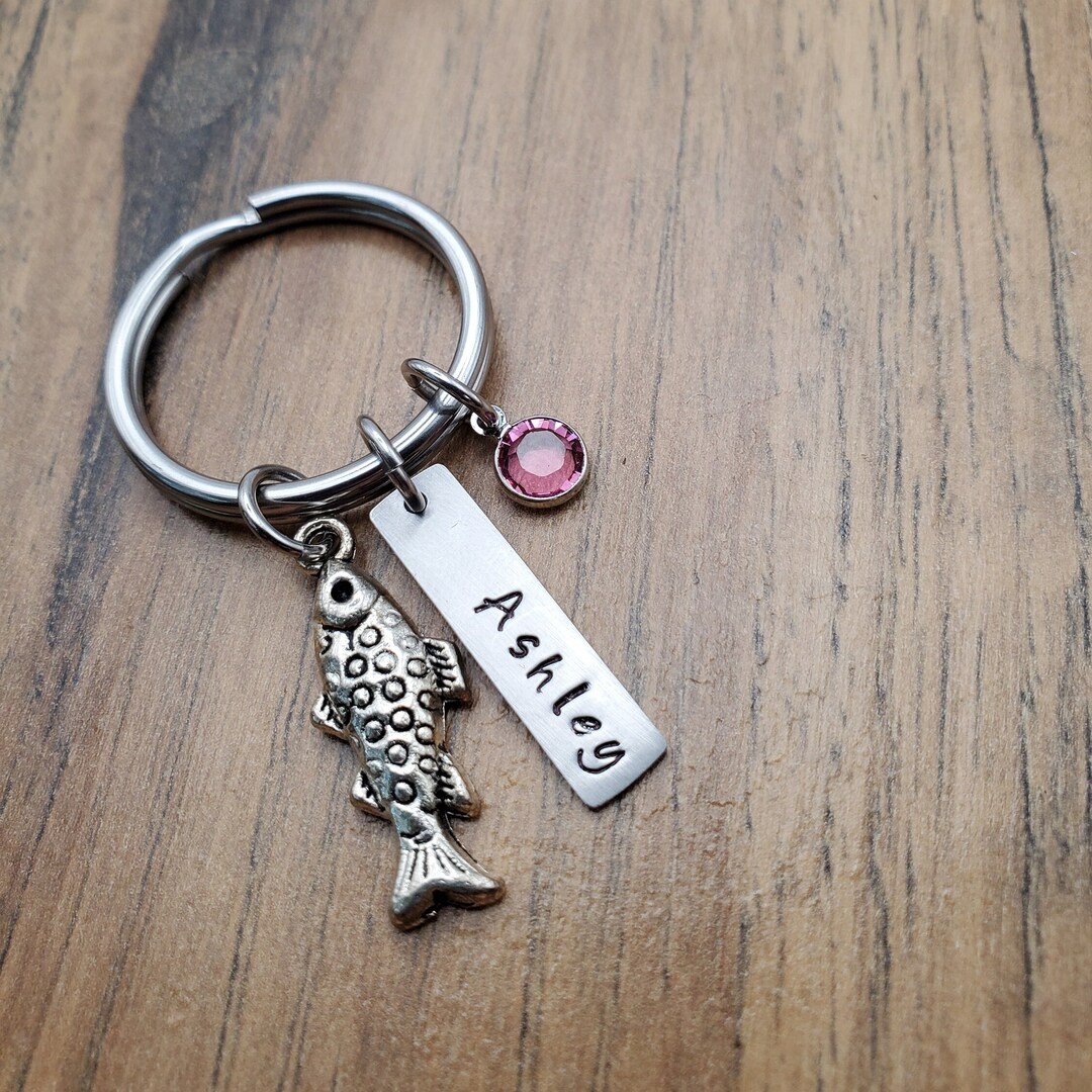Fish Keychain, Fishing Gift, Personalized Fish Key Ring - Etsy