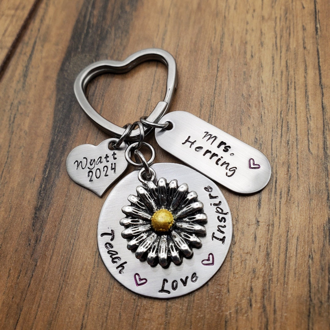 Teach Love Inspire Teacher Keychain, Personalized Teacher Gifts ...