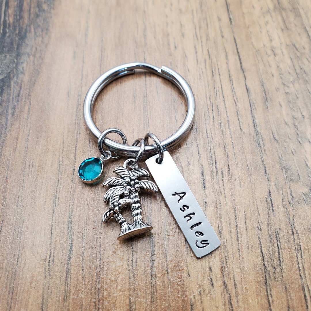 Palm Tree Keychain, Palm Tree Gift, Tropical Beach Key Ring, Island ...