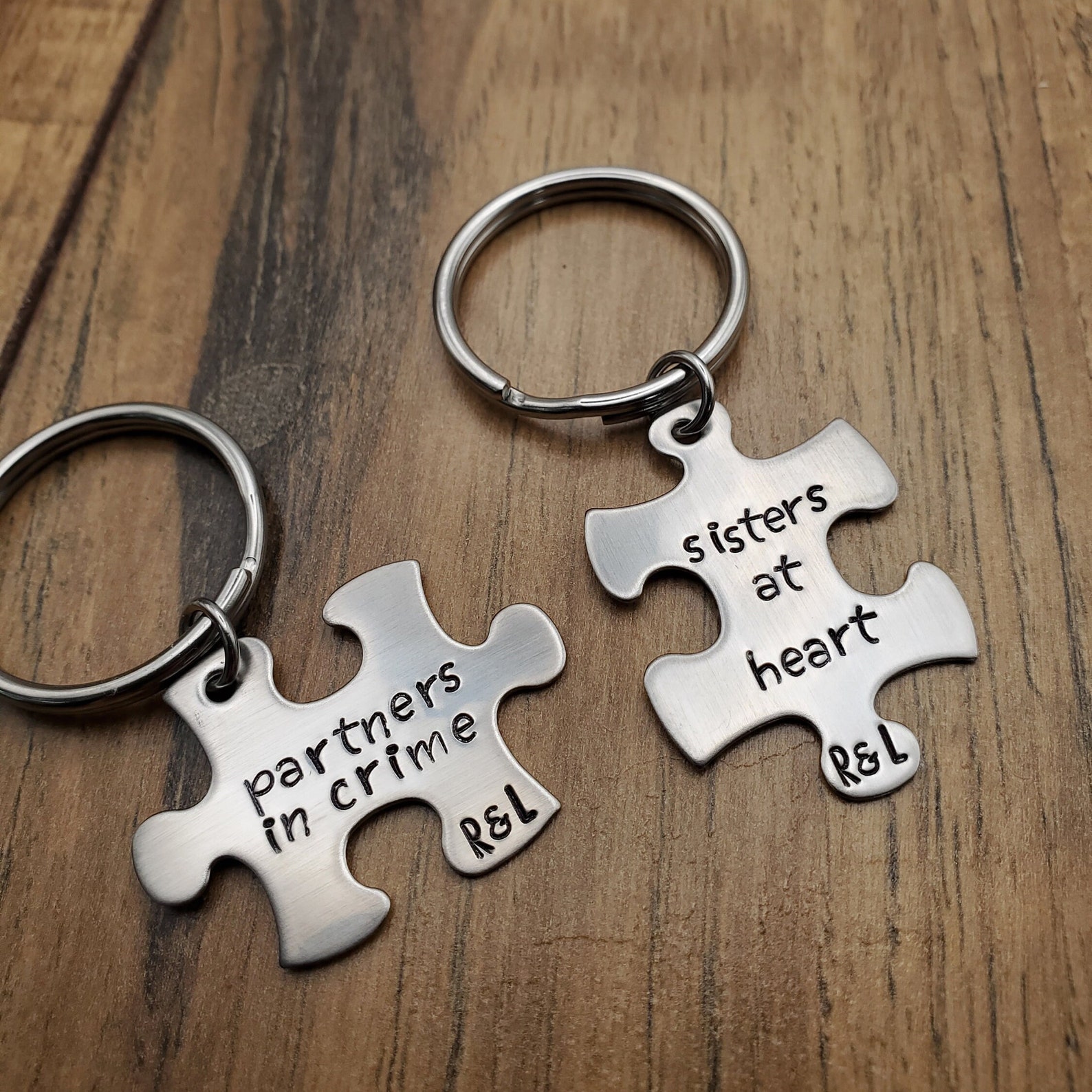Hand Stamped Keychain - Partners in Crime - Sisters at Heart Keychains ...