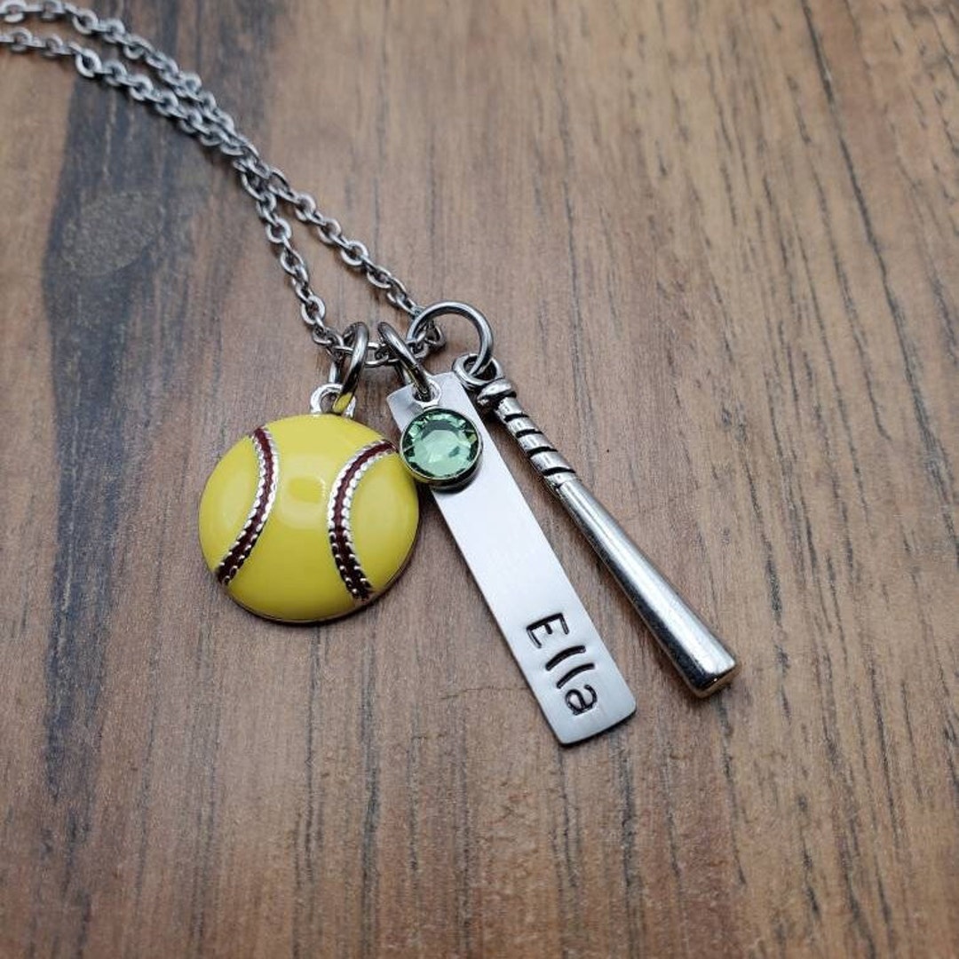 Softball Necklace for Girls, Softball Gift, Personalized Softball ...