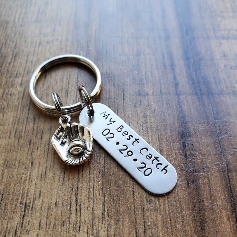 My Best Catch Keychain - My Best Catch Baseball Keychain - Anniversary ...
