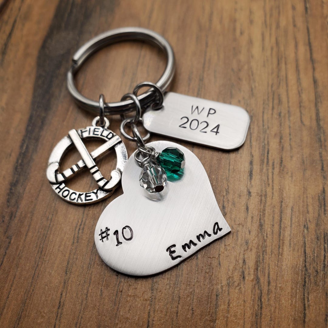 Hand Stamped Personalized Field Hockey Keychain - Field Hockey Gift ...