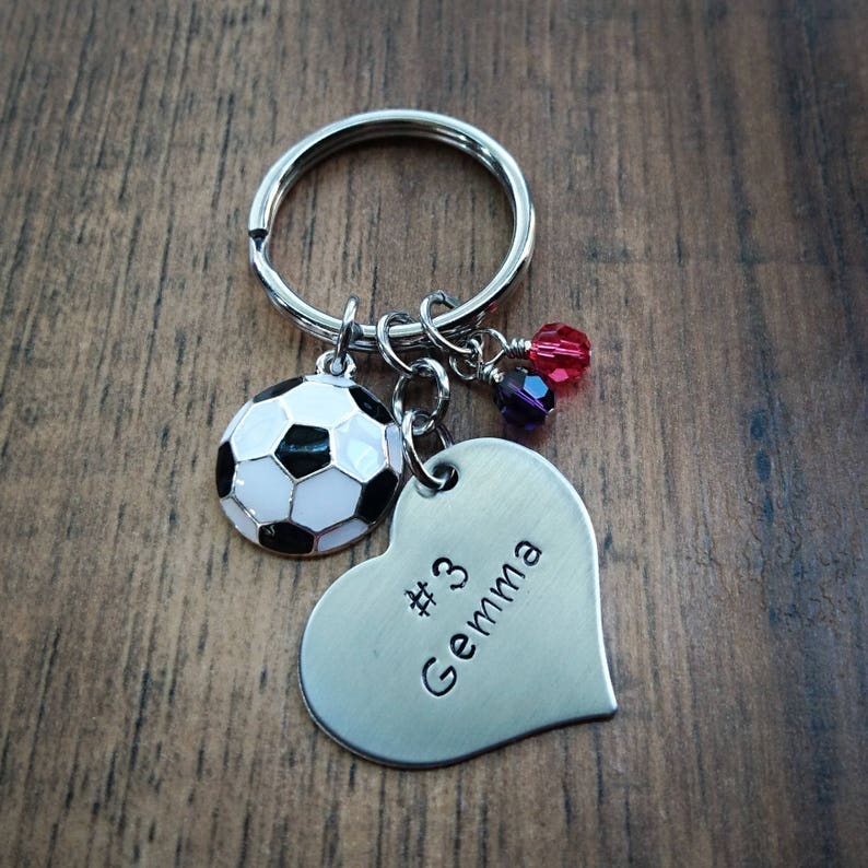 Hand Stamped Personalized Soccer Keychain Soccer Gift - Etsy