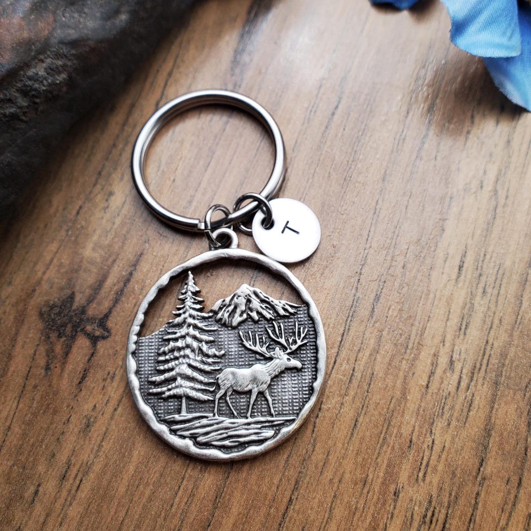 Moose Keychain, Personalized Moose Gift, Mountain Bag Charm, Nature ...
