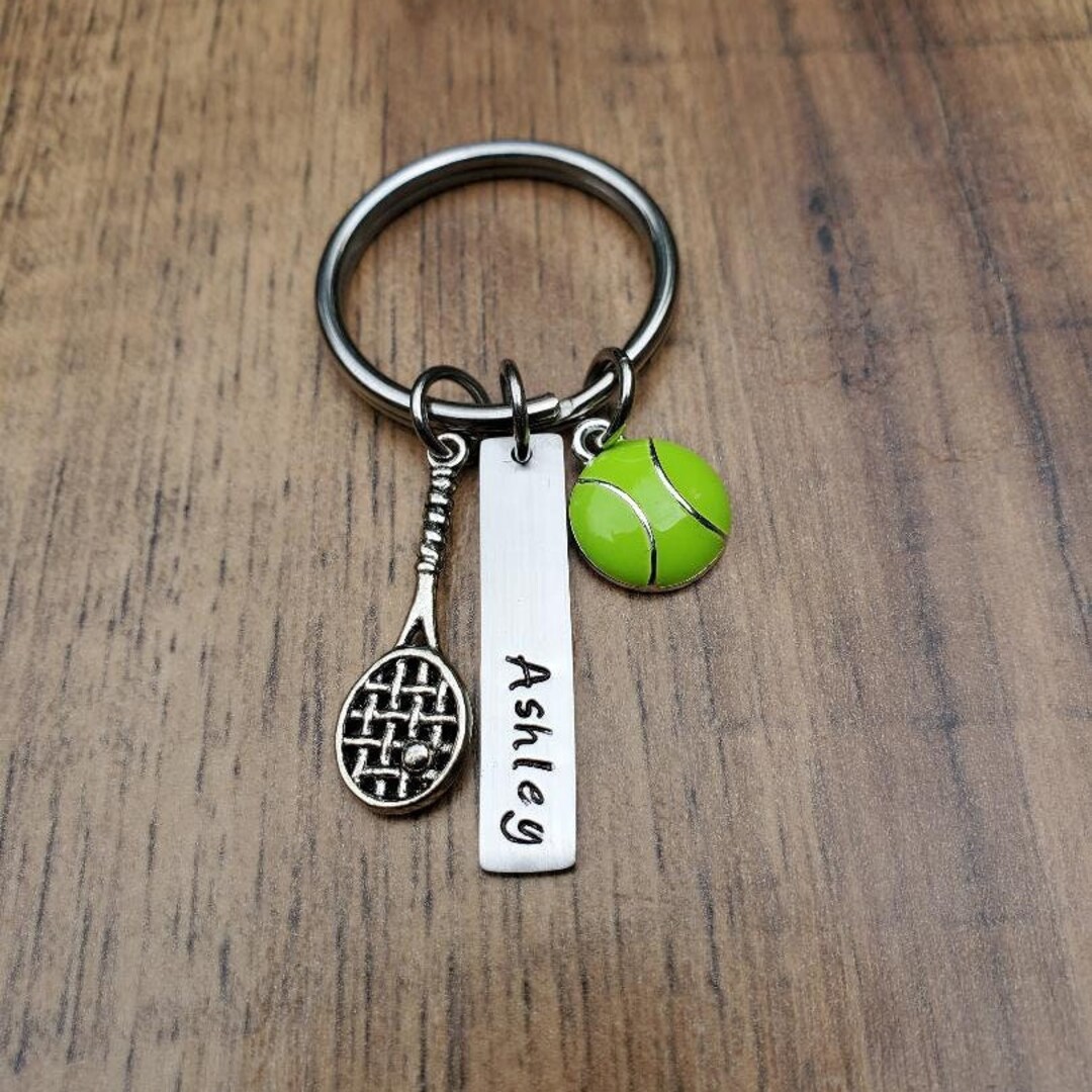 Hand Stamped Personalized Tennis Keychain Tennis Gifts Tennis Team ...