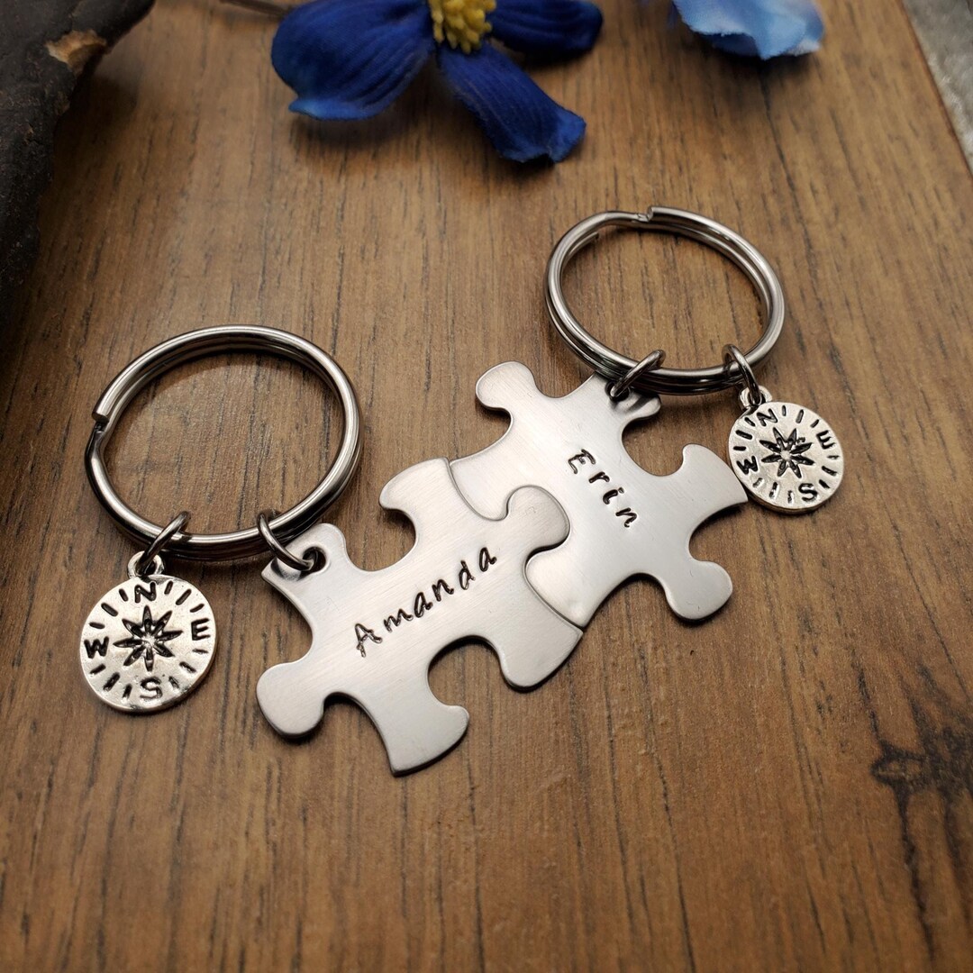 Compass Keychains, Connecting Keychains, Personalized Puzzle Pieces ...