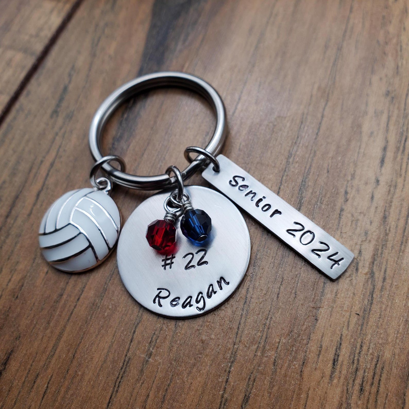 Hand Stamped Personalized Volleyball Keychain, Volleyball Team Gifts ...