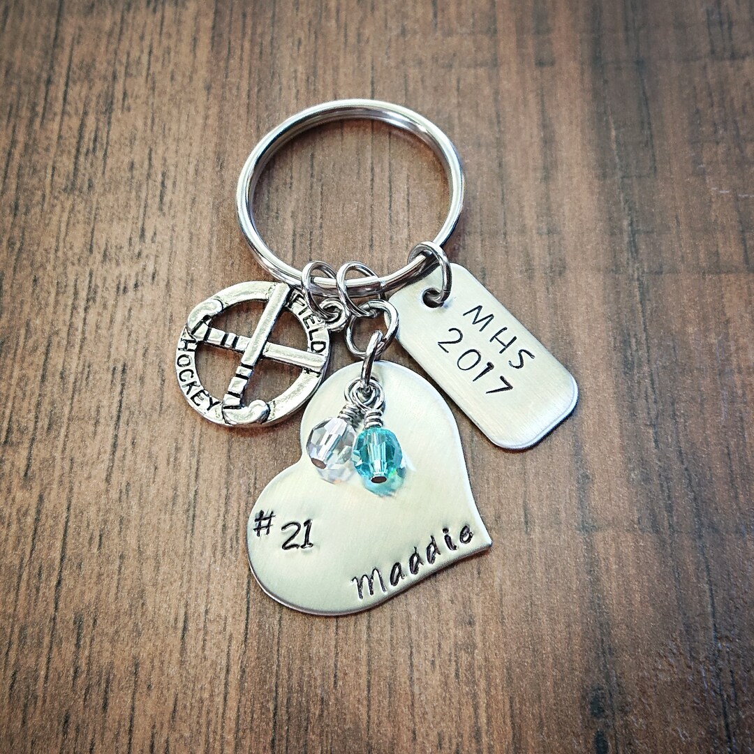 Hand Stamped Personalized Field Hockey Keychain Field Hockey - Etsy