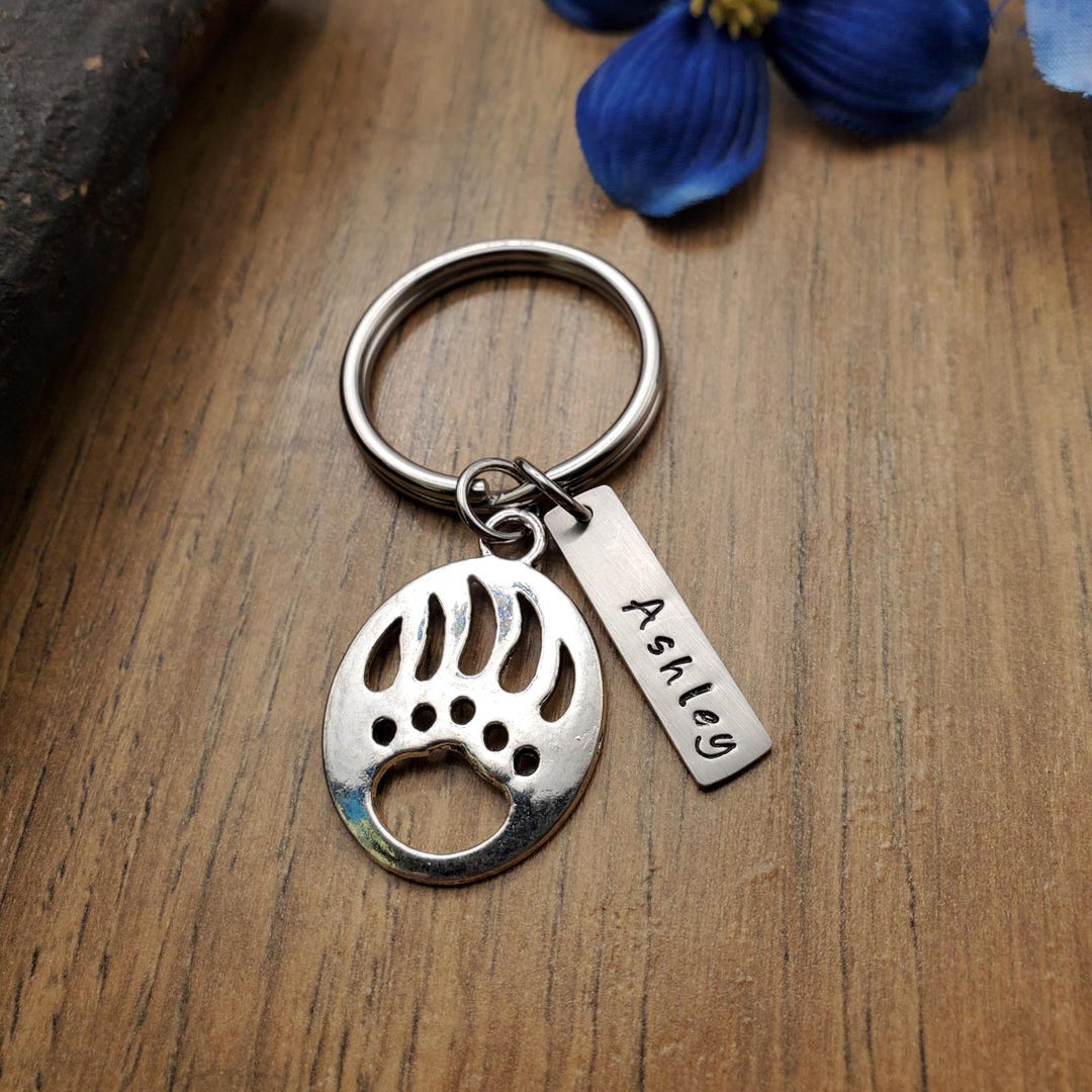 Personalized Bear Claw Keychain, Bear Paw Print Bag Charm, Custom Purse ...